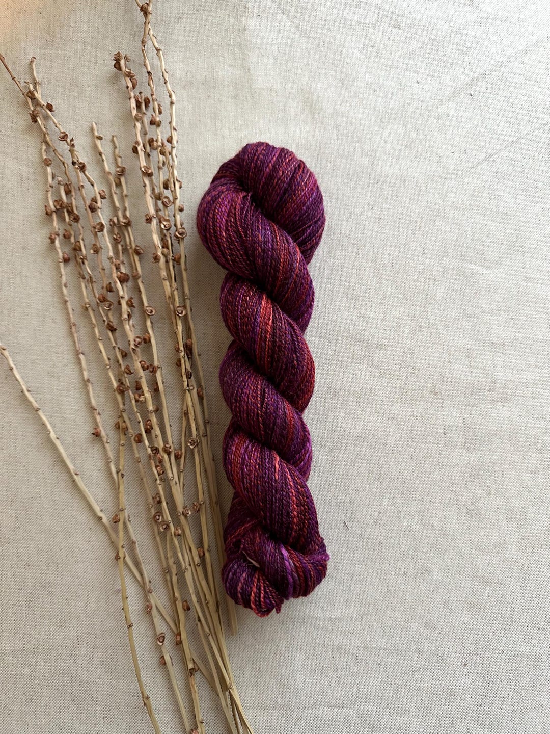 Hand Spun Yarn | Plum Rust | Fiber Art Yarn | Merino Silk Yarn | OOAK ...