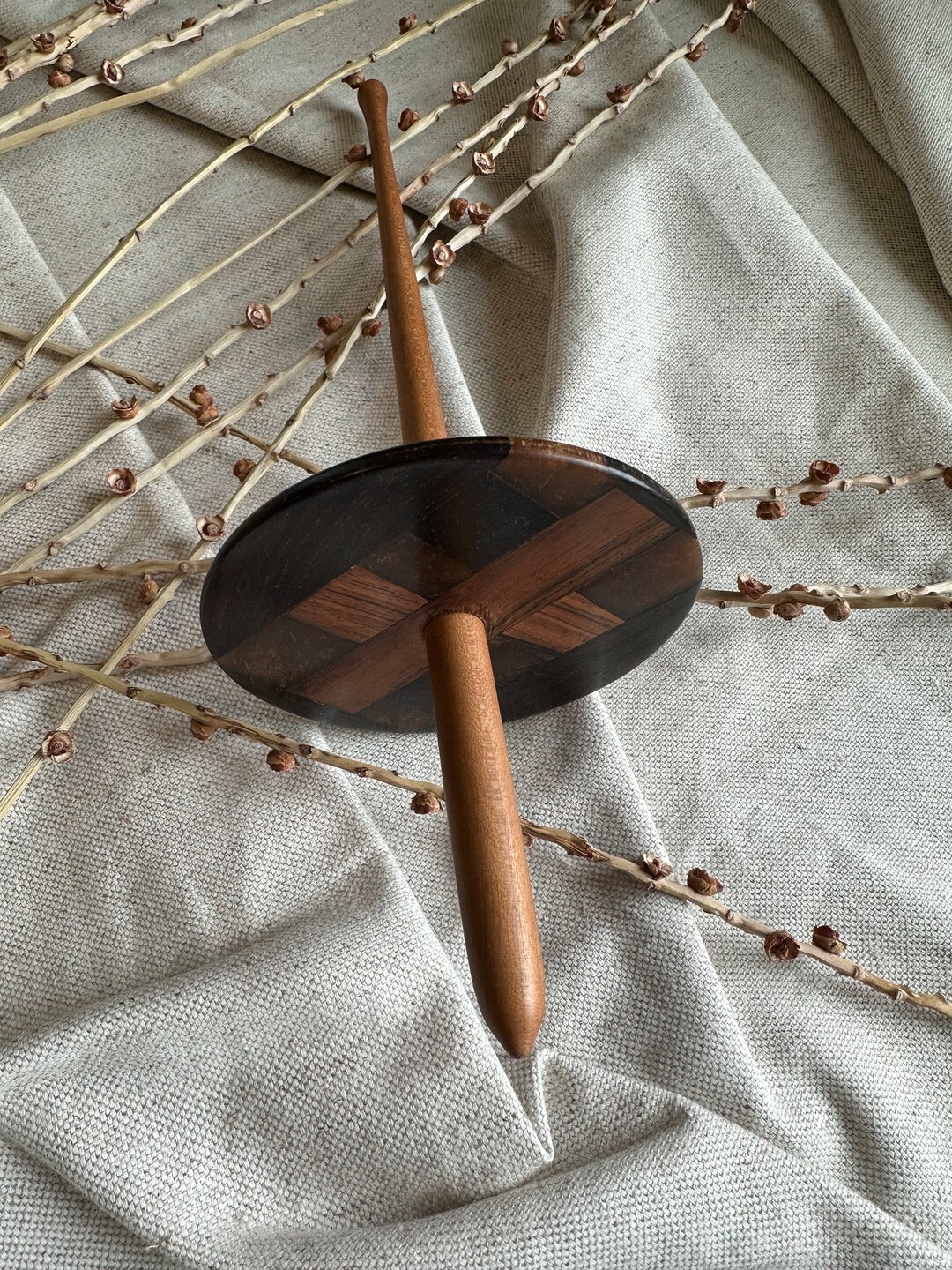 Exotic Hardwood Drop Spindle With Touches of Gold Resin Spinning Hand ...