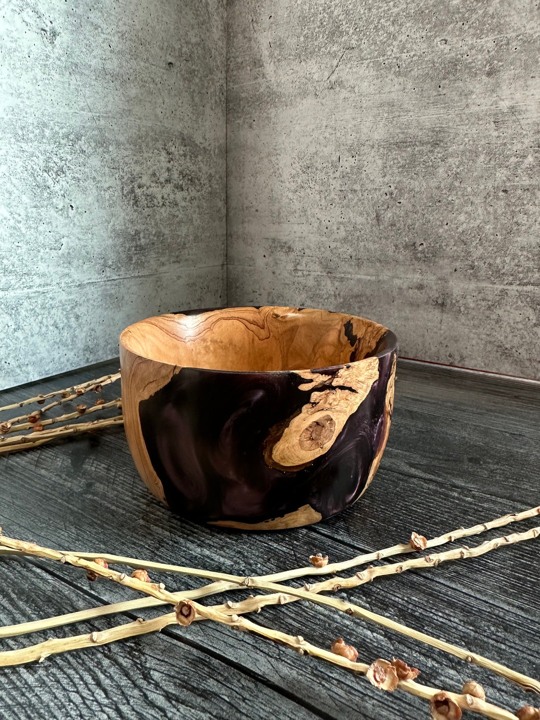 Olive Wood With Purple Resin Hand Turned Wood Bowl - Etsy