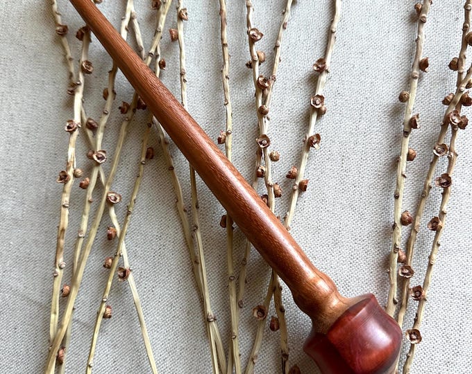 African Mahogany With Orange Resin | Support Spindle | Spinning | Hand ...