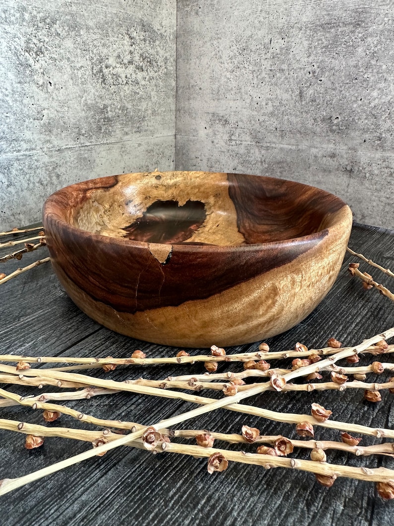 Kingswood Hand Turned Bowl With Bronze Resin - Etsy