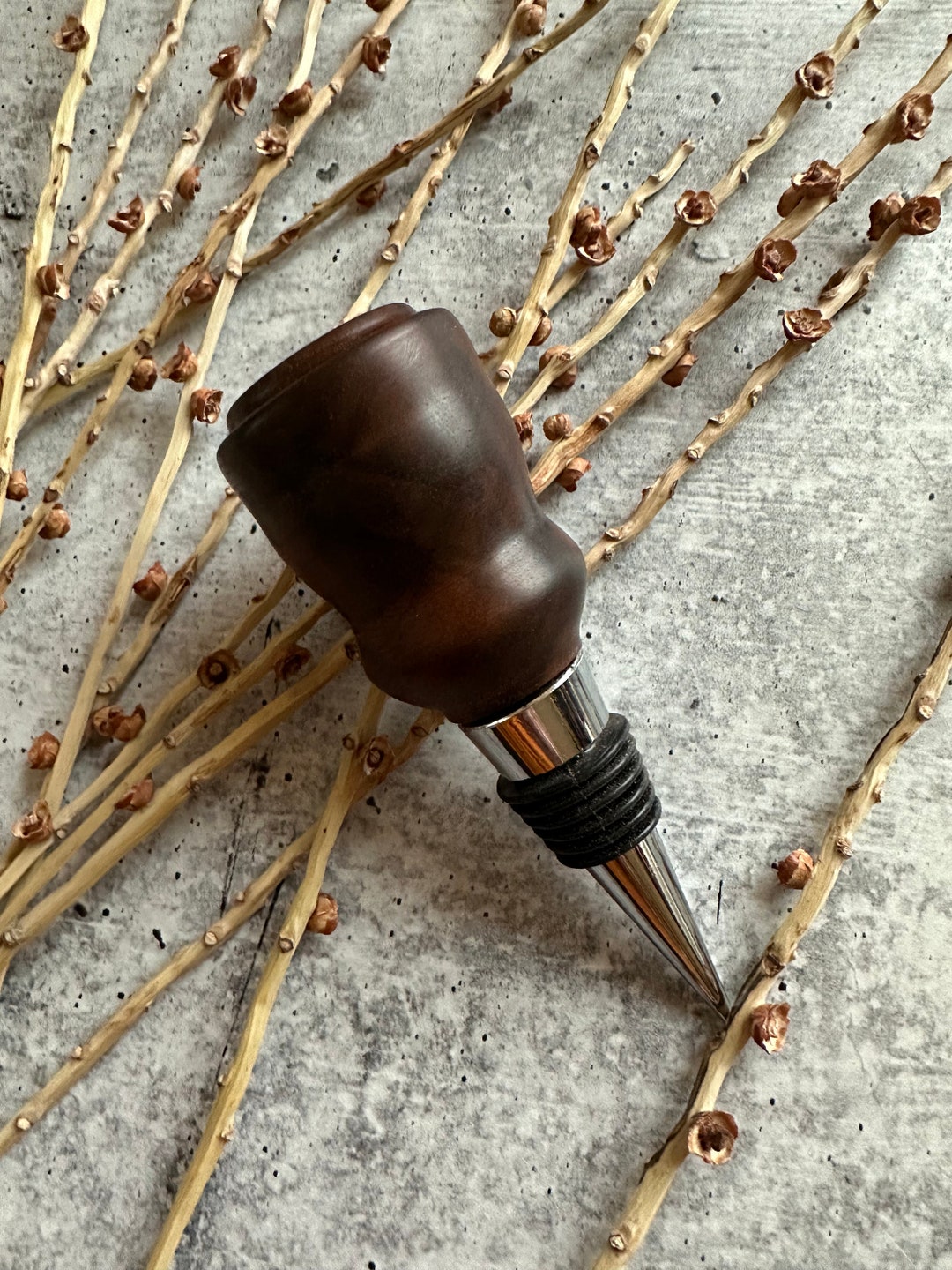 Wine Stopper Hand Turned Stainless Steel Exotic Hardwood - Etsy
