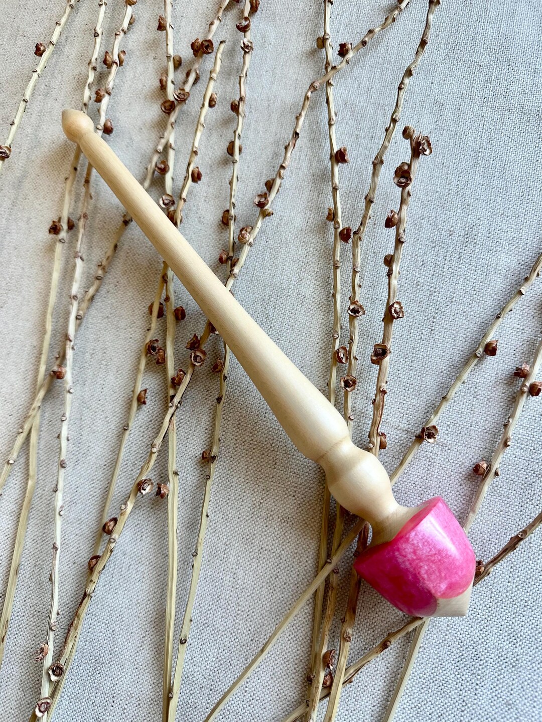 Basswood With Pink Resin | Support Spindle | Spinning | Hand Spun ...