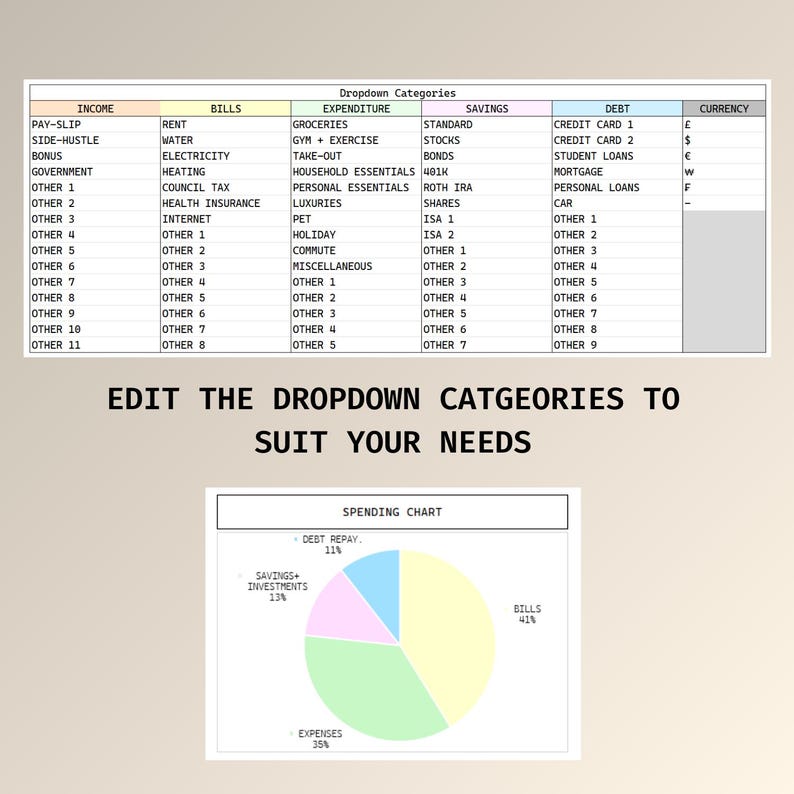 Simple Budget Planner for Excel and Google Sheets Monthly Financial ...