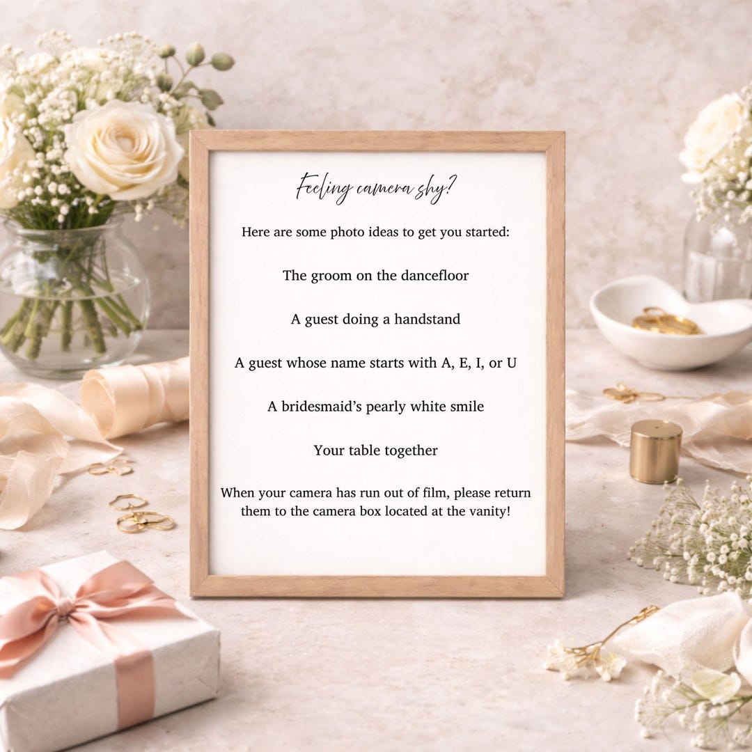 Disposable Camera Cards | Wedding Guest Activity | Editable Printable ...
