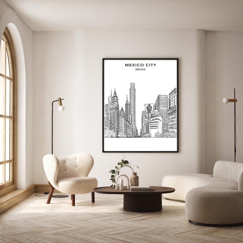 Mexico City Wall Art Gift – Travel Lover Gift – Minimalist Skyline ...