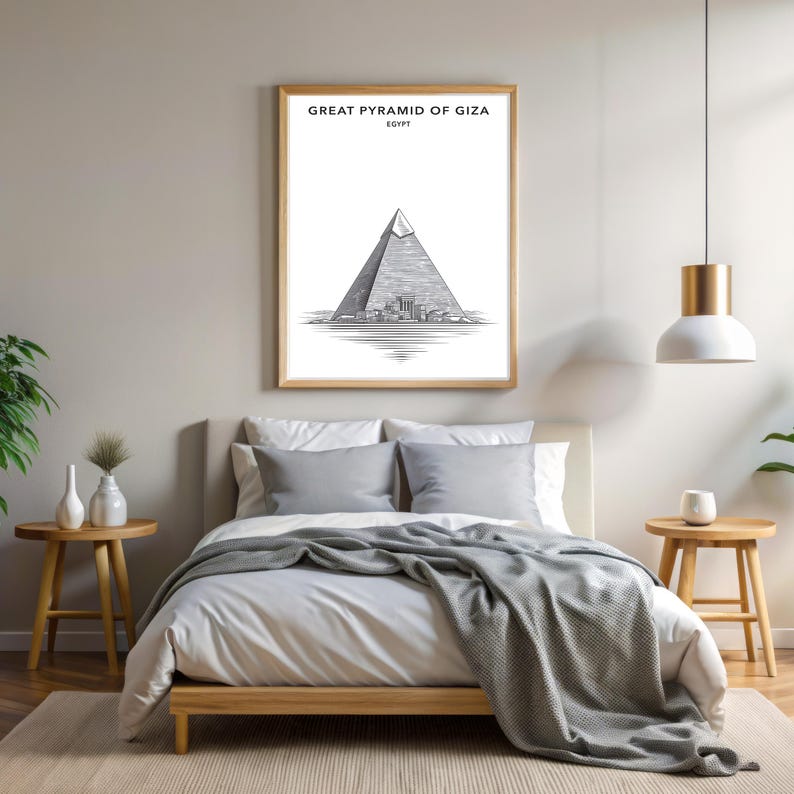 Pyramid of Giza Print, Minimalist Egypt Travel Art (digital Download ...