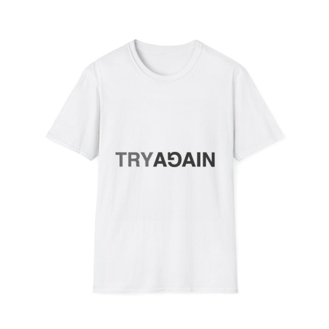 TRY AGAIN Text Shirt | Minimalist Typographic T-shirt, Motivational ...