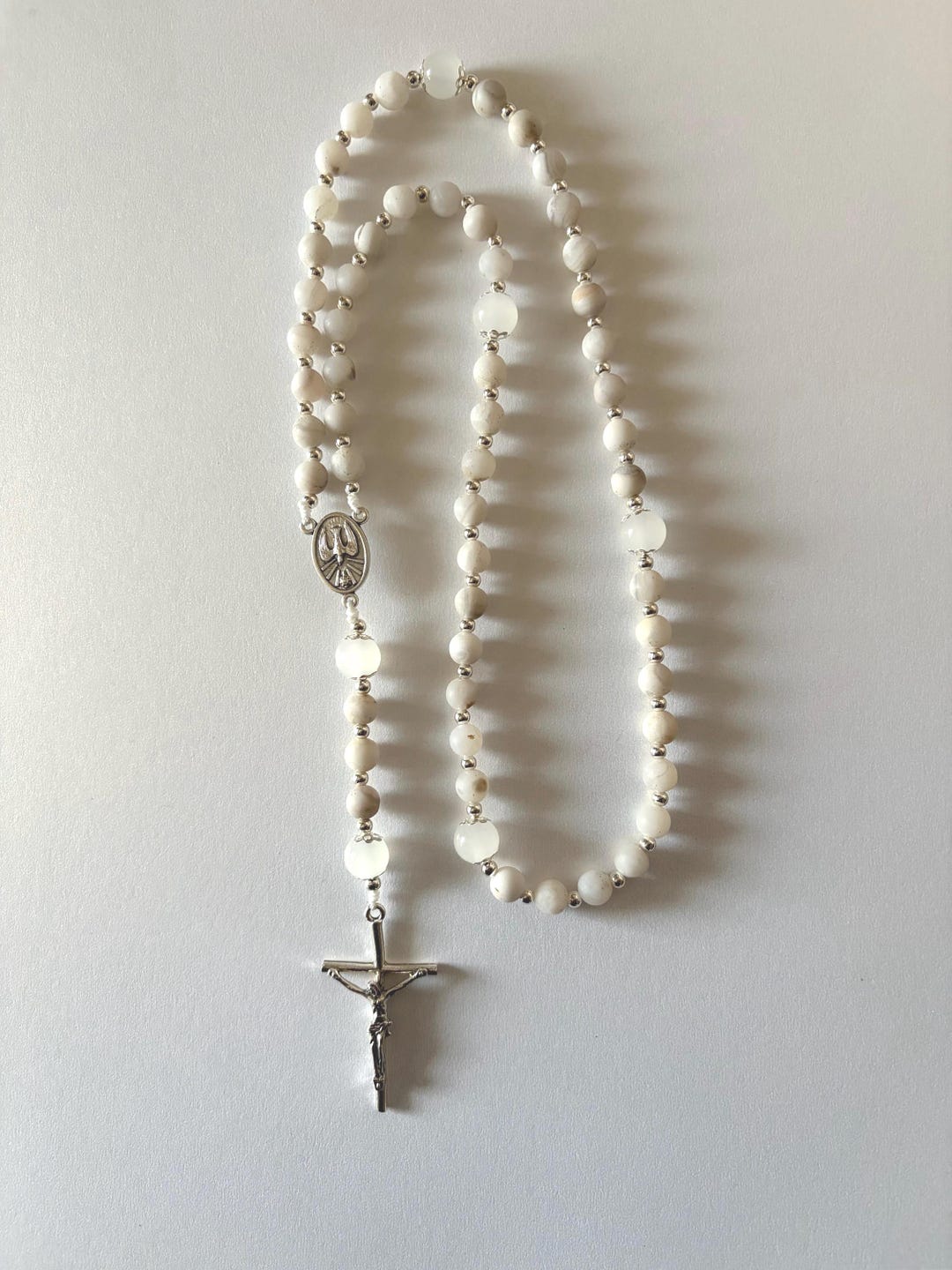 Natural Stone Gemstone Rosary - Catholic Prayer Beads, First Communion ...