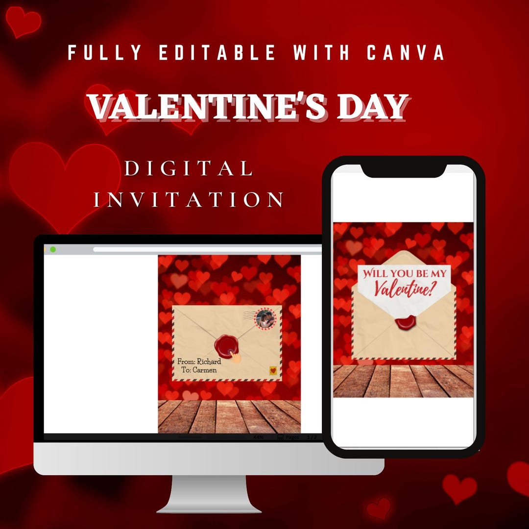 Interactive Valentine's Day Invitation, Editable Canva Template ...