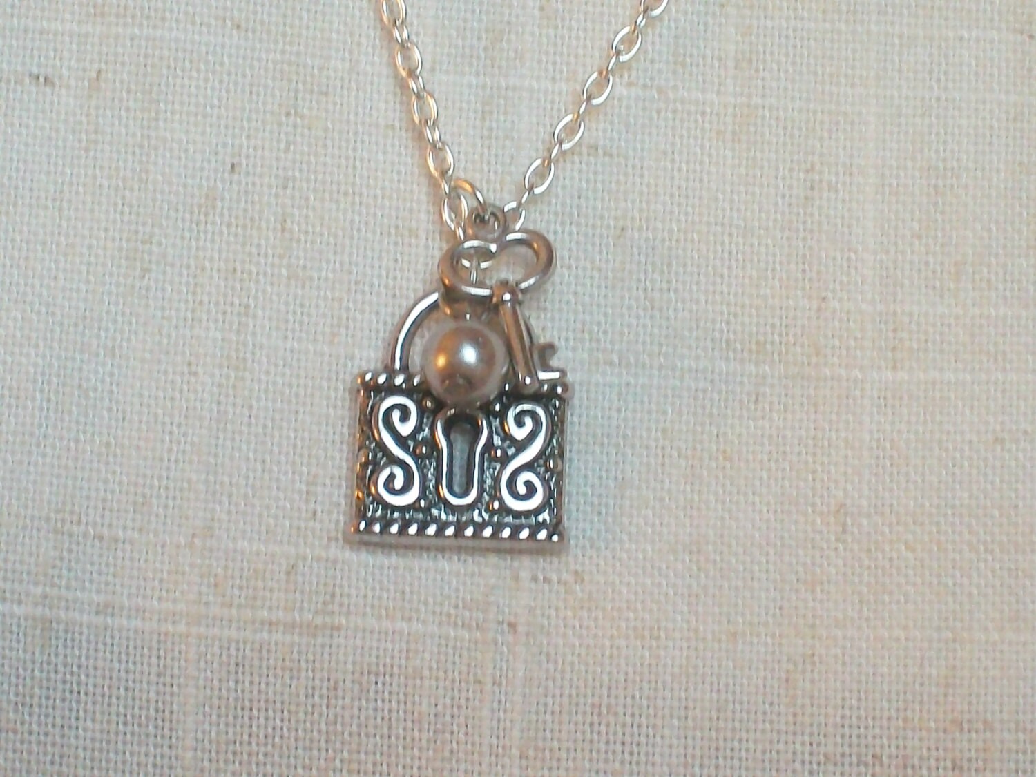 Lock and Key Necklace Padlock Silver Key Skeleton Key | Etsy