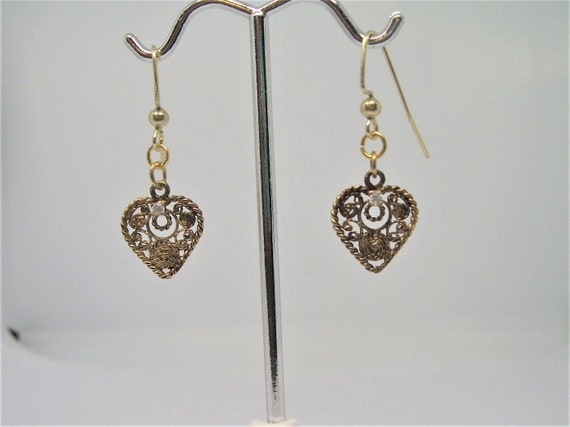 Vintage Heart Shape on Gold Open Scroll Work Diamond Crystal - Etsy