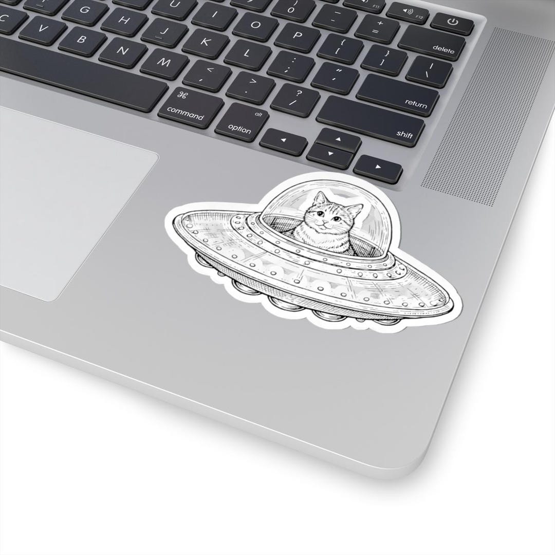 Cat in UFO Sticker | Alien Cat Sticker | UFO Cat Vinyl Sticker | Sci Fi ...