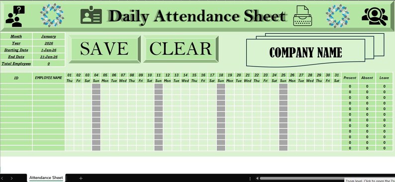 Employee Attendance Tracker | Excel 365 & Google Sheets (digital ...