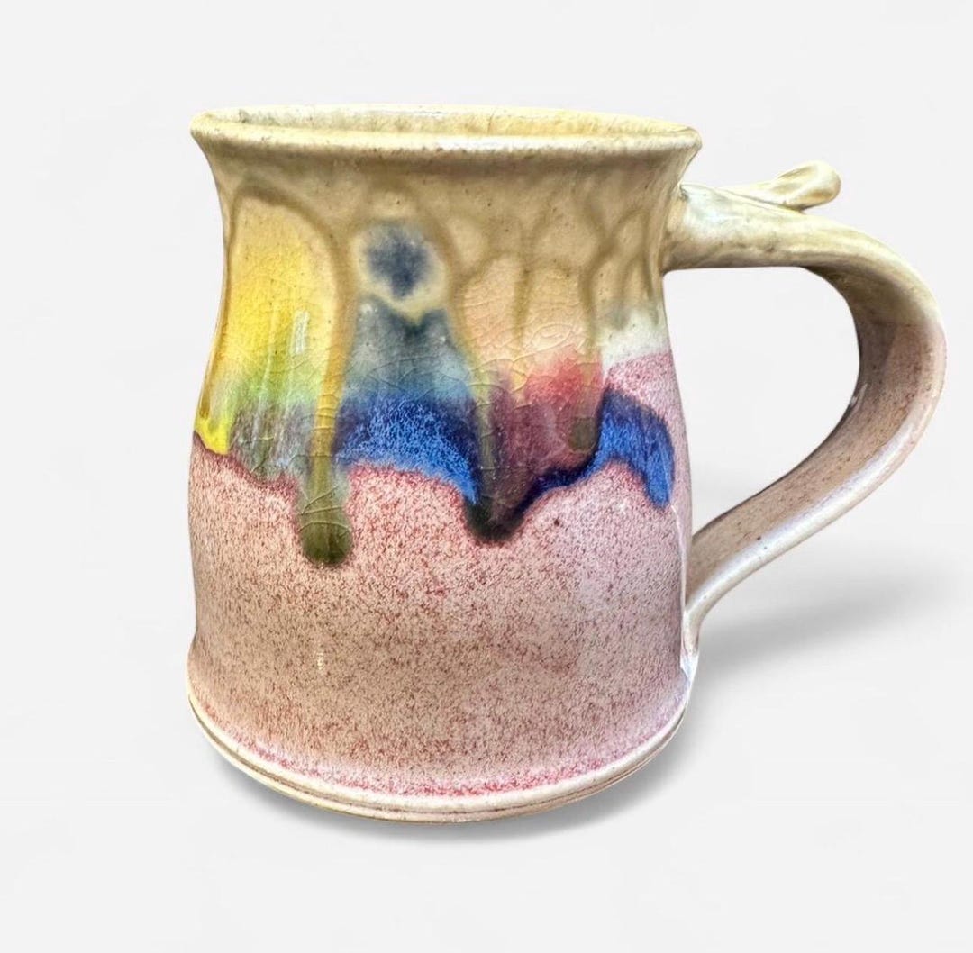 Vintage Gandee Pottery Mug: 1980s Lava Drip, Honey Glaze - Etsy