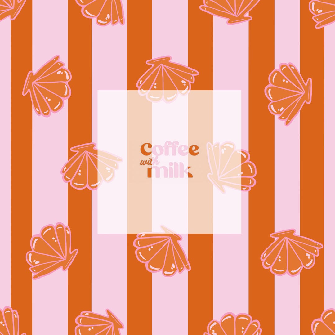 Seamless Pattern Pink Tropical Shells Retro Stripe Art - Etsy