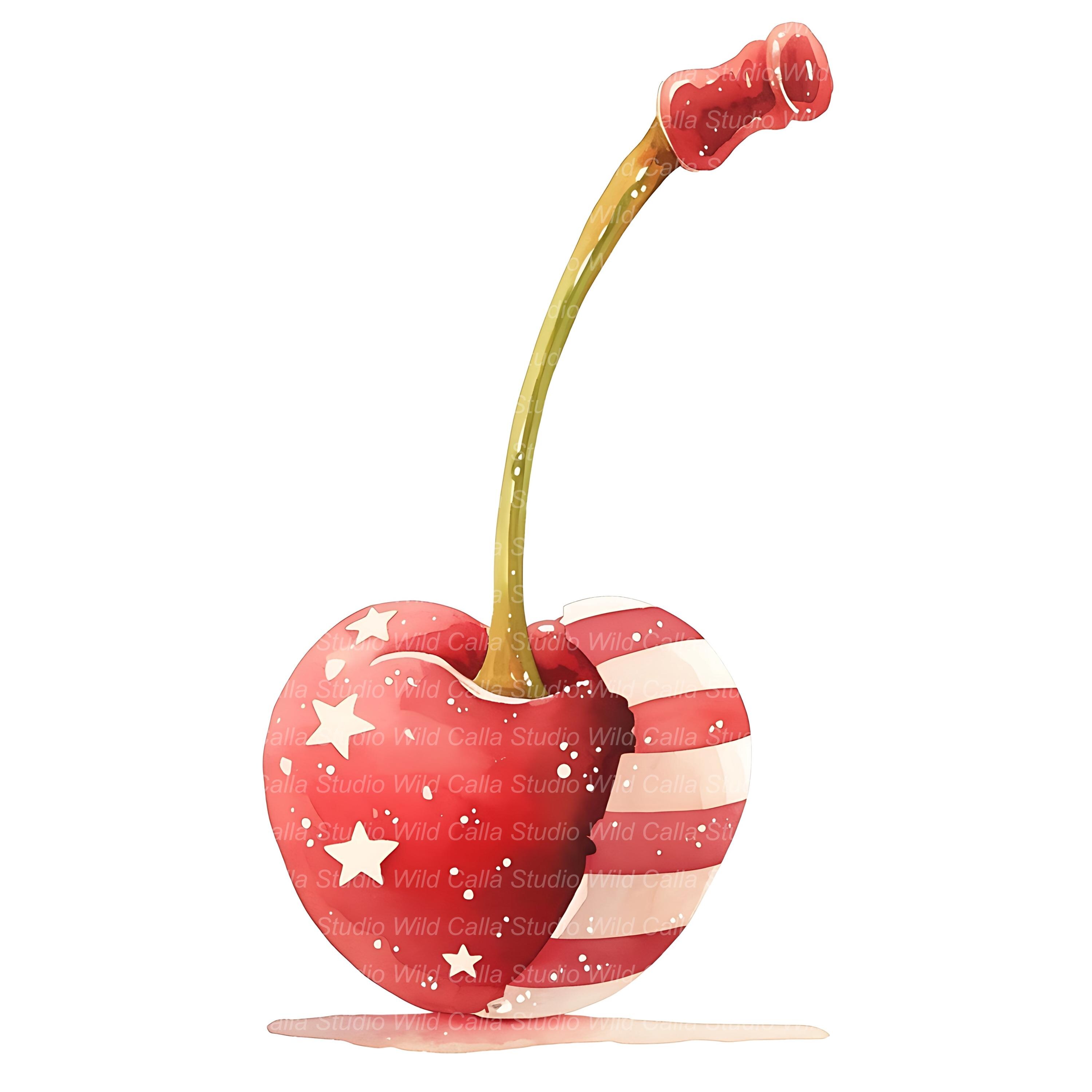 14 USA Clipart Images: Cherry Stars & Stripes (watercolor JPG) - Etsy