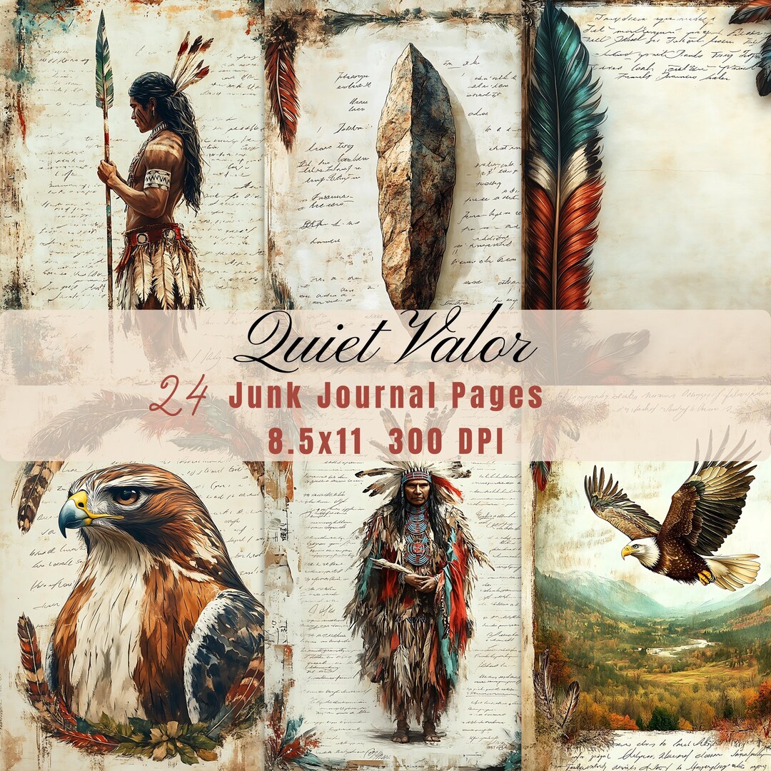 Indigenous Feather Junk Journal Pages, Muted Tones (24 Printable Sheets ...