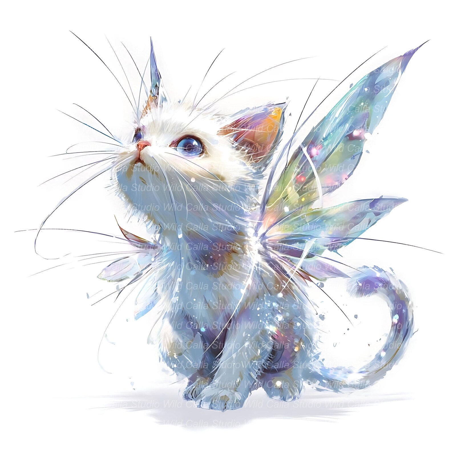 Sparkling Fairy Kitten Clipart - 12 Watercolor Prints for Scrapbooking ...
