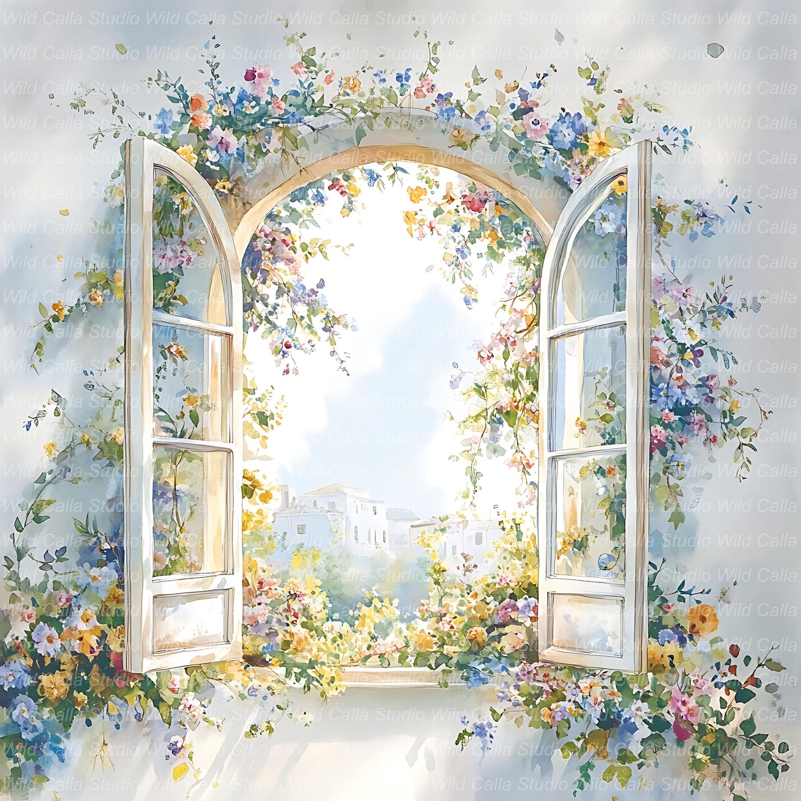 16 Floral Archway Cliparts: Watercolor Window View for Crafts - Etsy