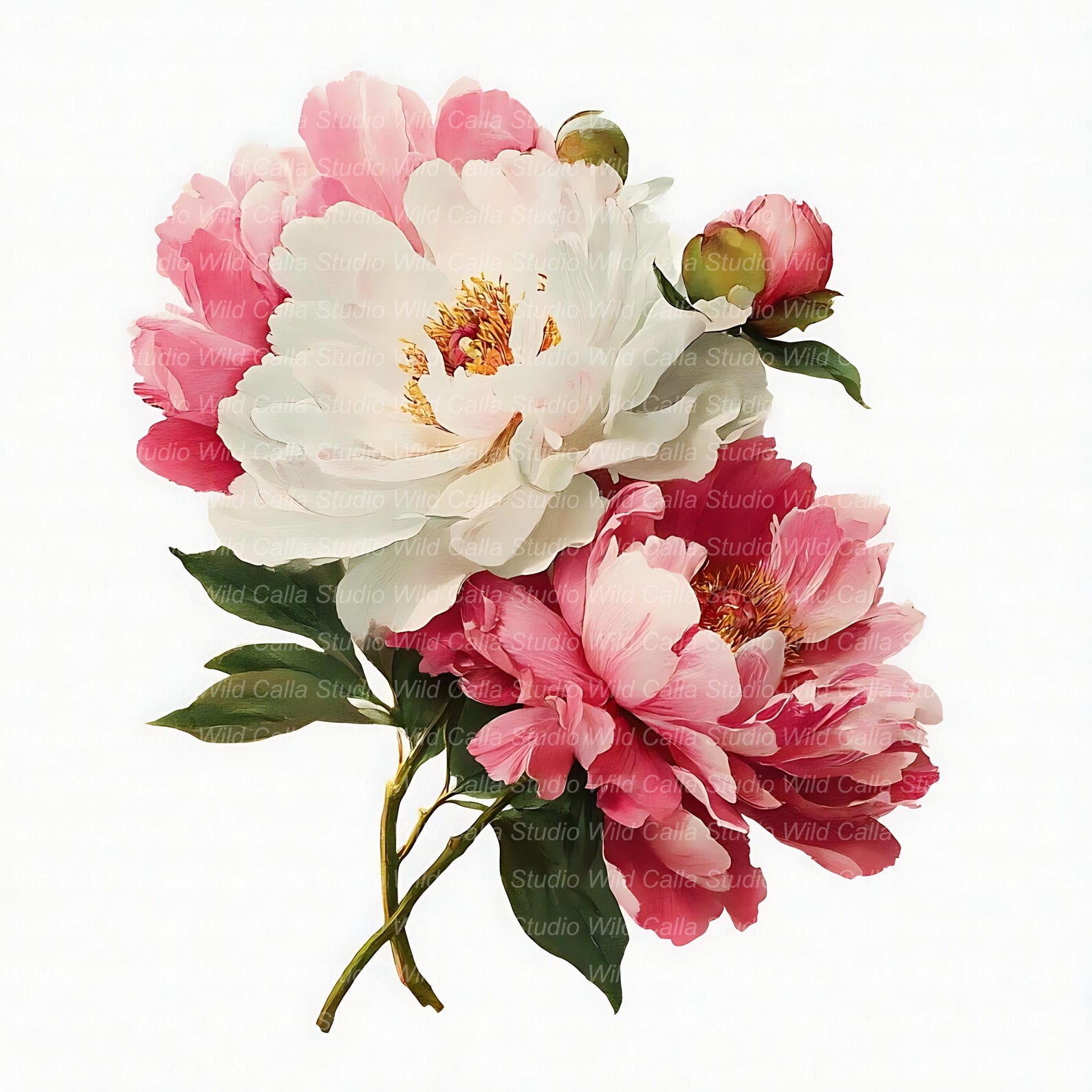 Peony Flower Clipart: Soft Watercolor Set (14 JPG Files) - Etsy