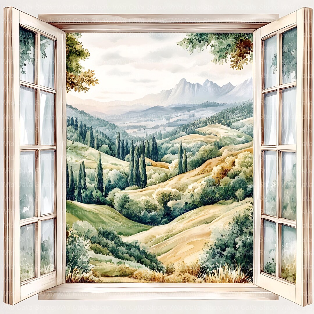 Dreamscape Valley Clipart Set - 16 Watercolor Window Scenes - Etsy