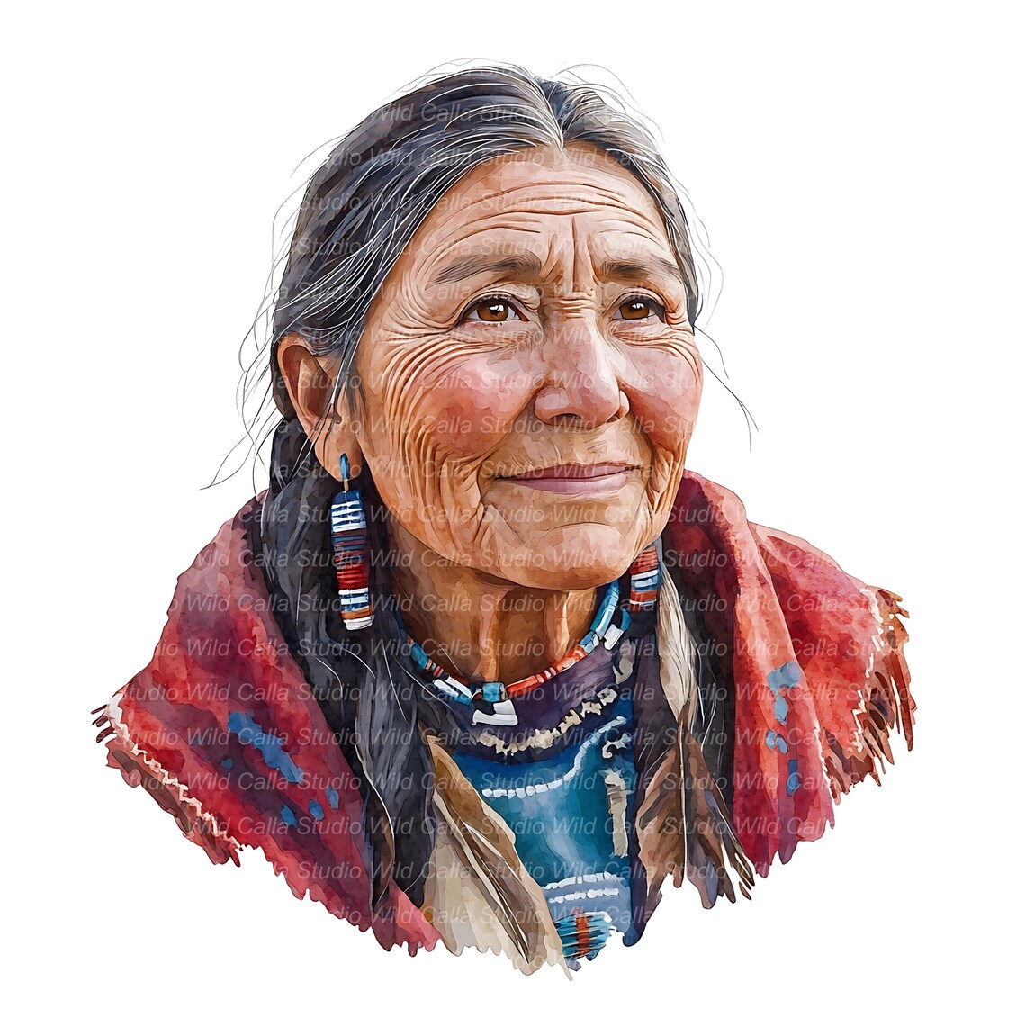 Clipart Set: 15 Watercolor Native American Elder Women - Digital ...
