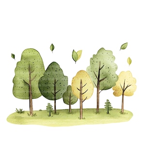 Forest Tree Clipart, Watercolor Printable (16 JPG Images) - Etsy