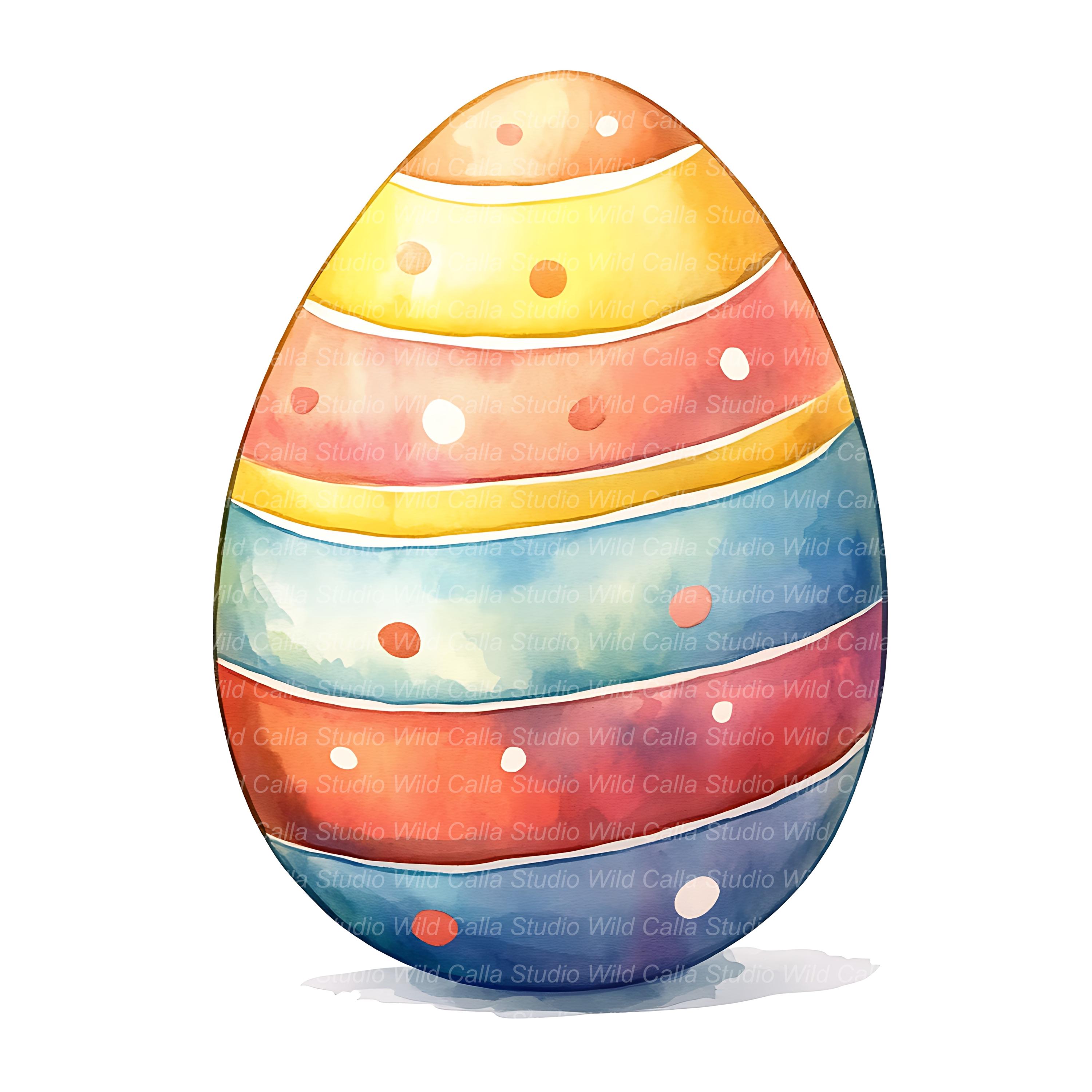 Watercolor Easter Egg Clipart - Stripes and Dots, Pastel Colors - Etsy UK