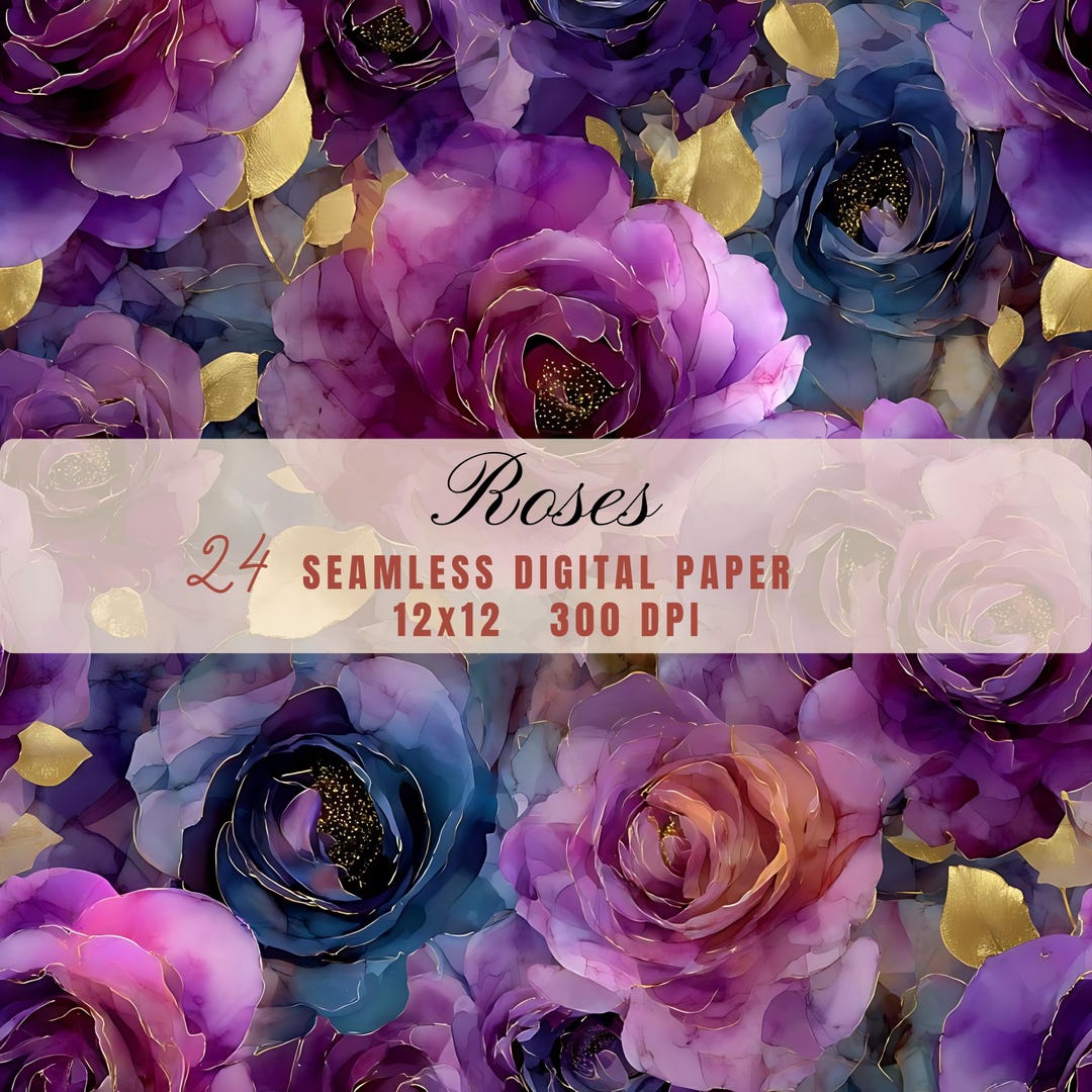 Alcohol Ink Roses Digital Paper - Seamless Floral Backgrounds for ...