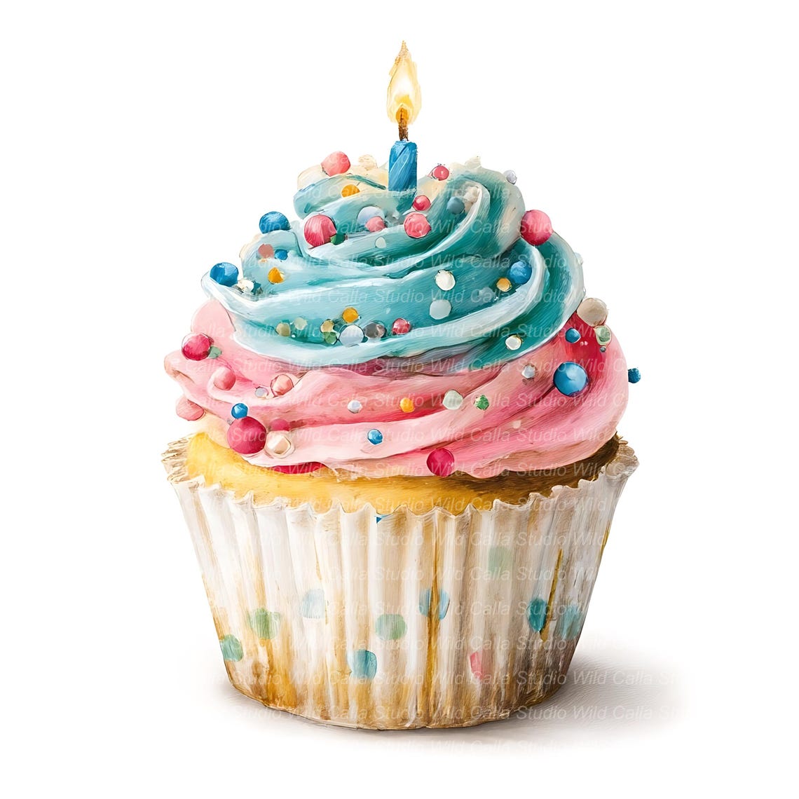 Birthday Cupcake Watercolor Clipart (15 Jpgs for Scrapbooking) - Etsy