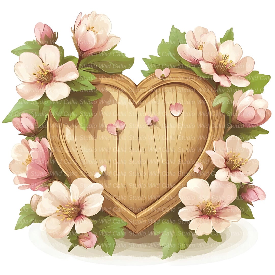 Clipart Set: 16 Watercolor Hearts - Floral Scrapbooking Images - Etsy