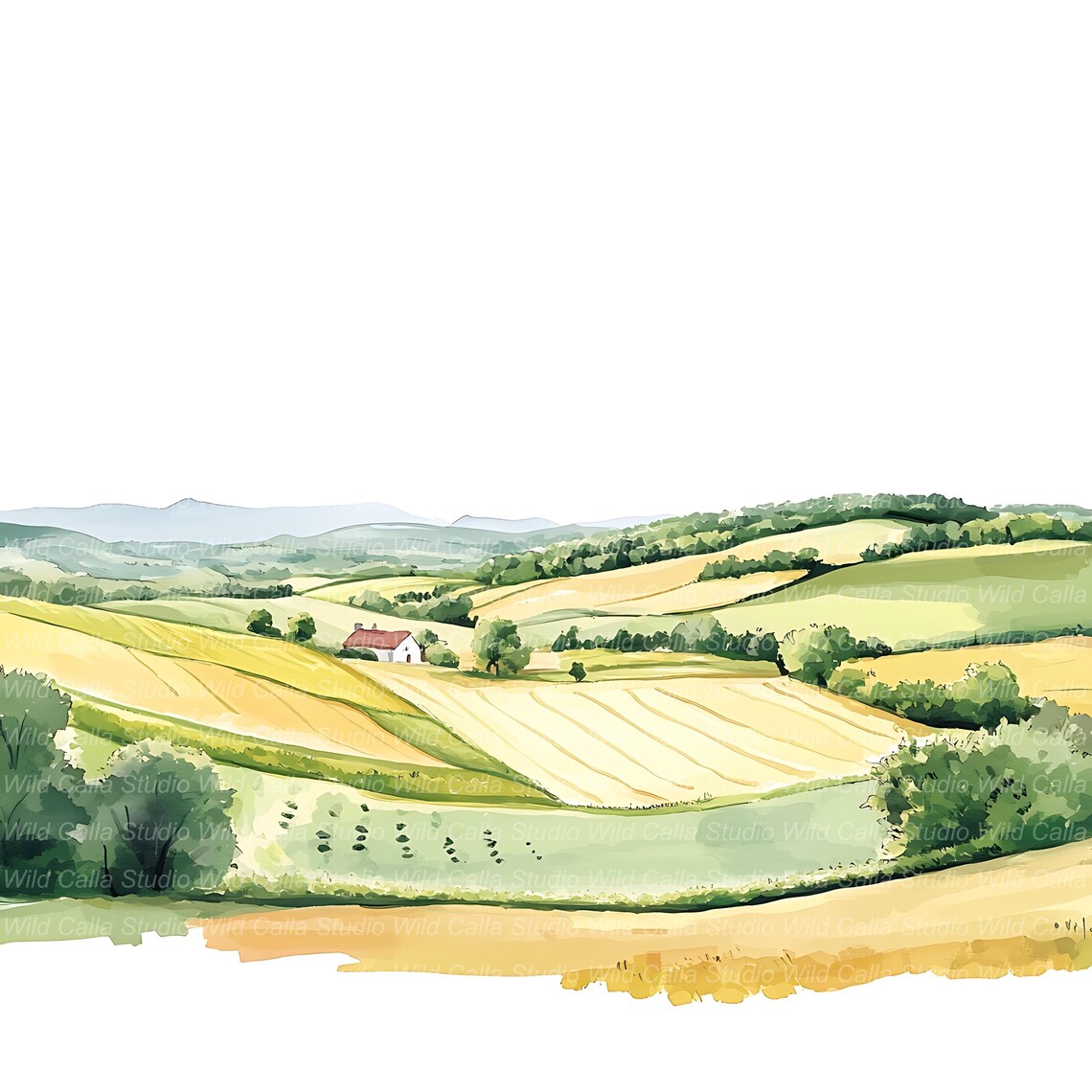 Watercolor Farmland Clipart, 14 Fields for Paper Crafts (JPG Digital ...