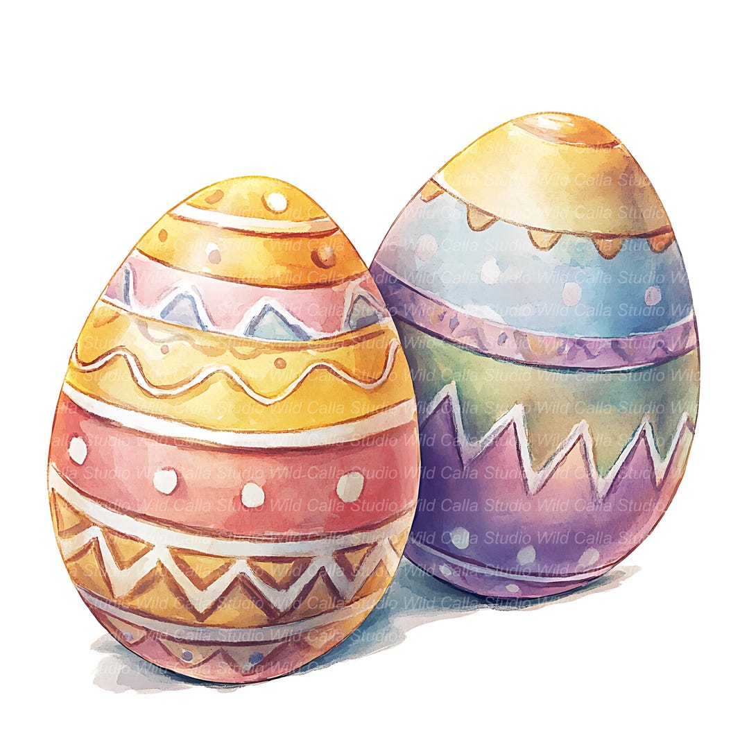 Easter Egg Clipart Set: 16 Pastel Watercolor Images - Digital Download ...