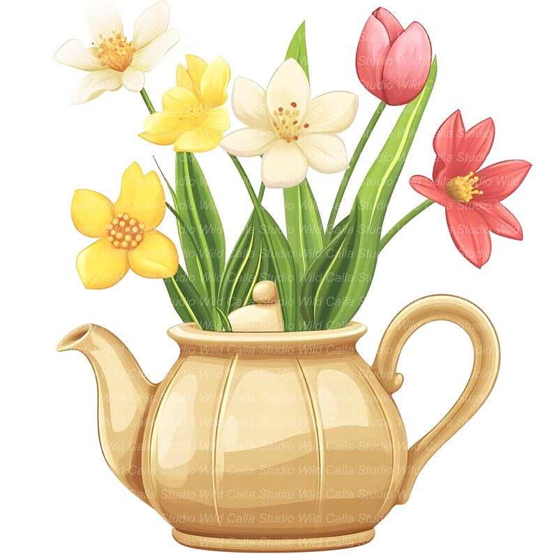 Clipart Set: 15 Watercolor Teapots - Floral Spring Theme - Etsy