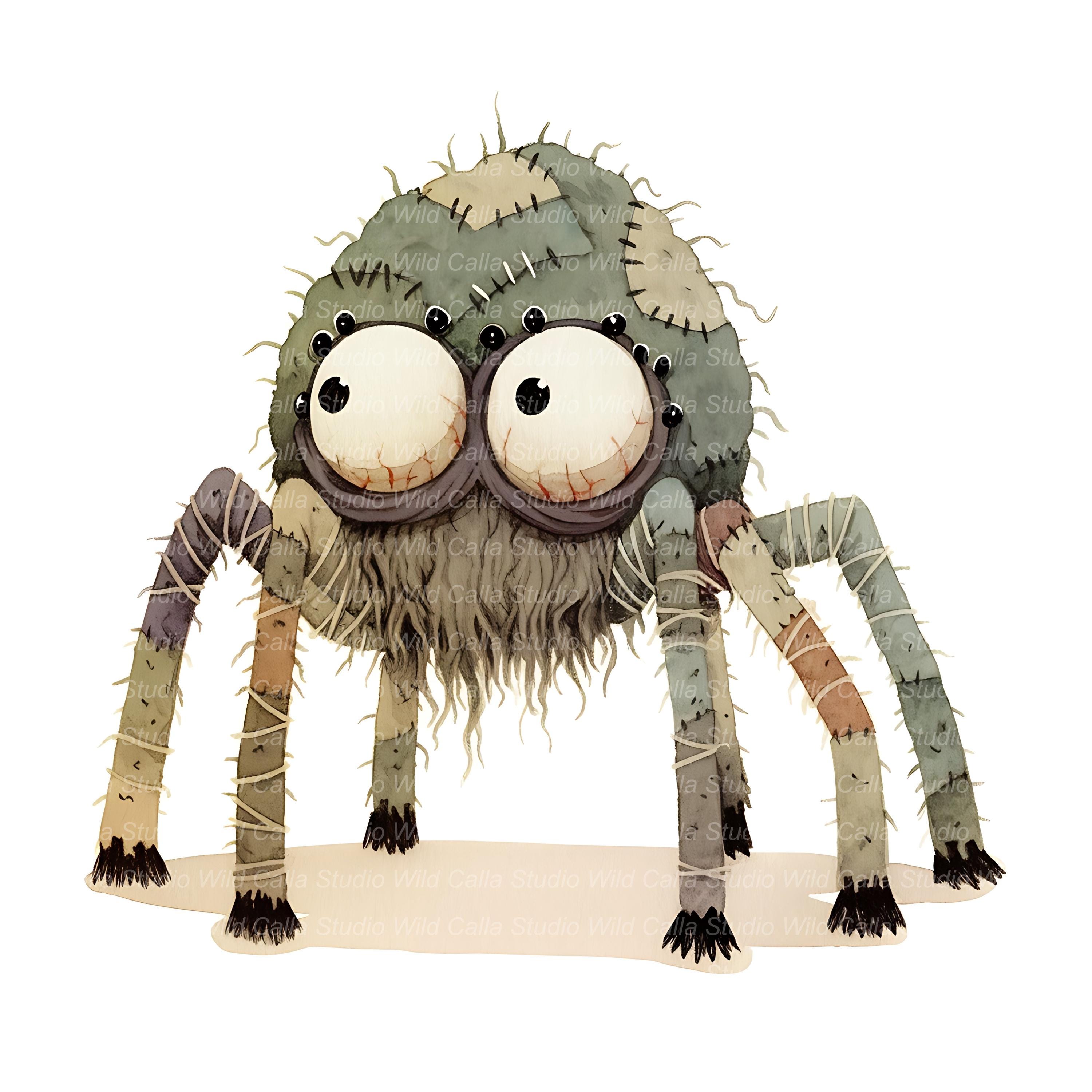 Spider Halloween Clipart, Watercolor Spooky Creepy (12 JPG Files) - Etsy