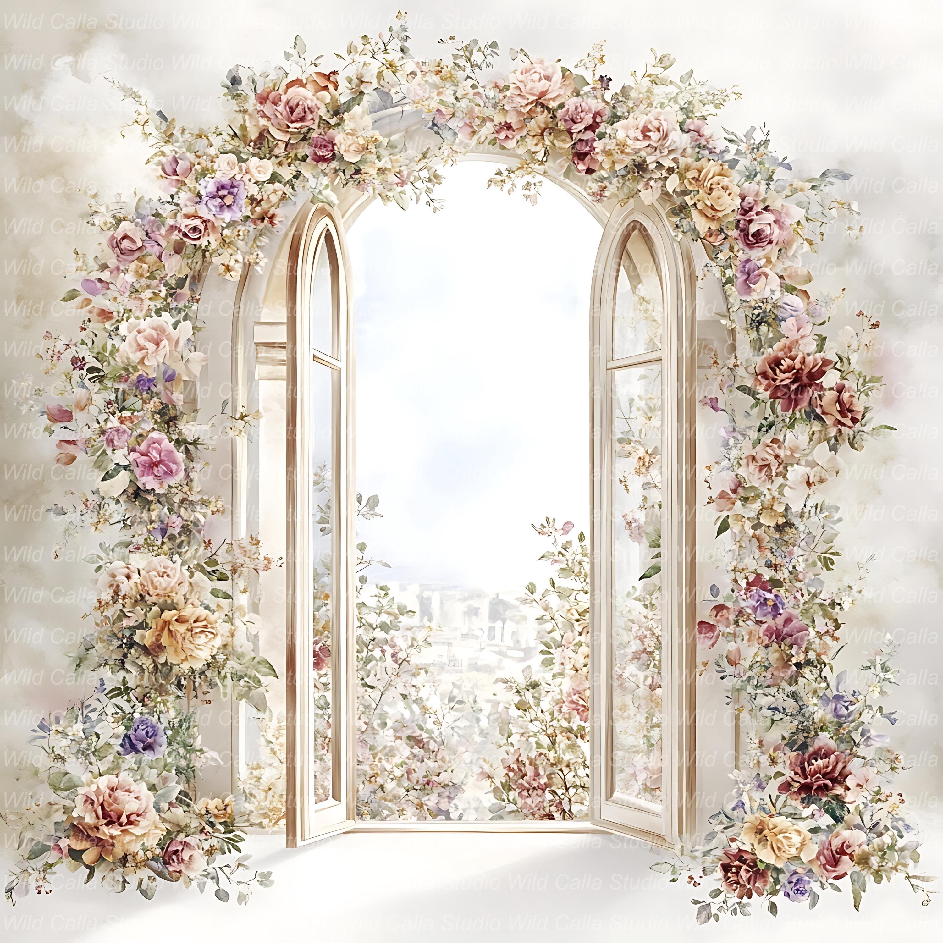 16 Floral Archway Cliparts: Watercolor Window View for Crafts - Etsy