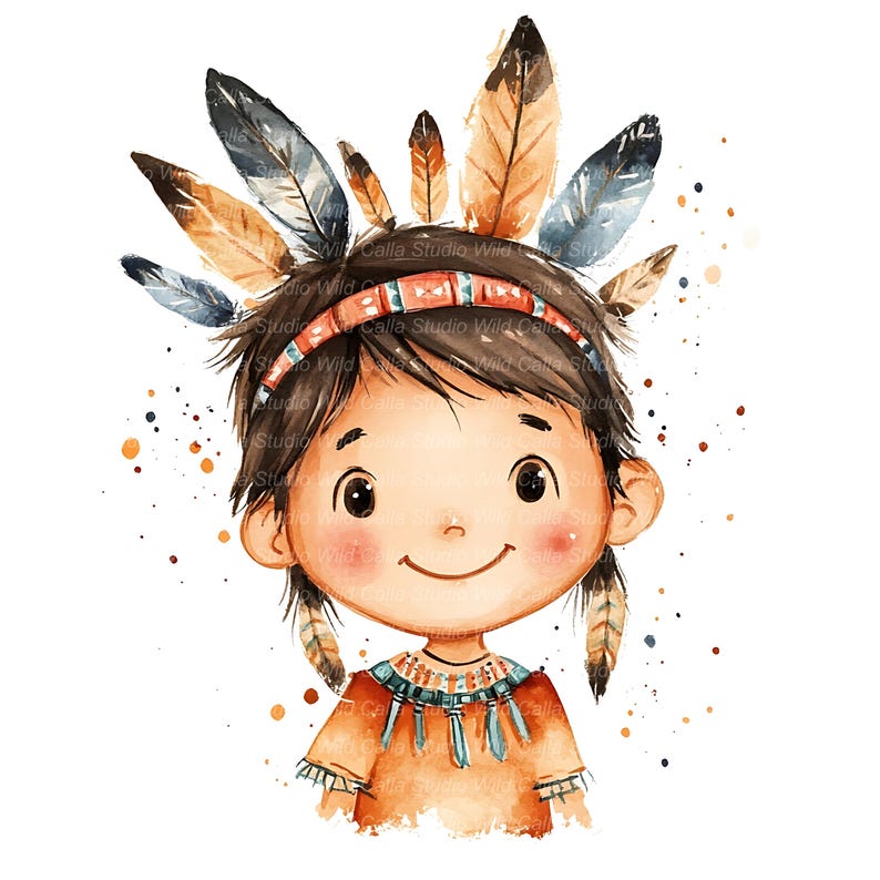 Clipart Set: 14 Indigenous Boy Watercolor Images - Printable JPG - Etsy