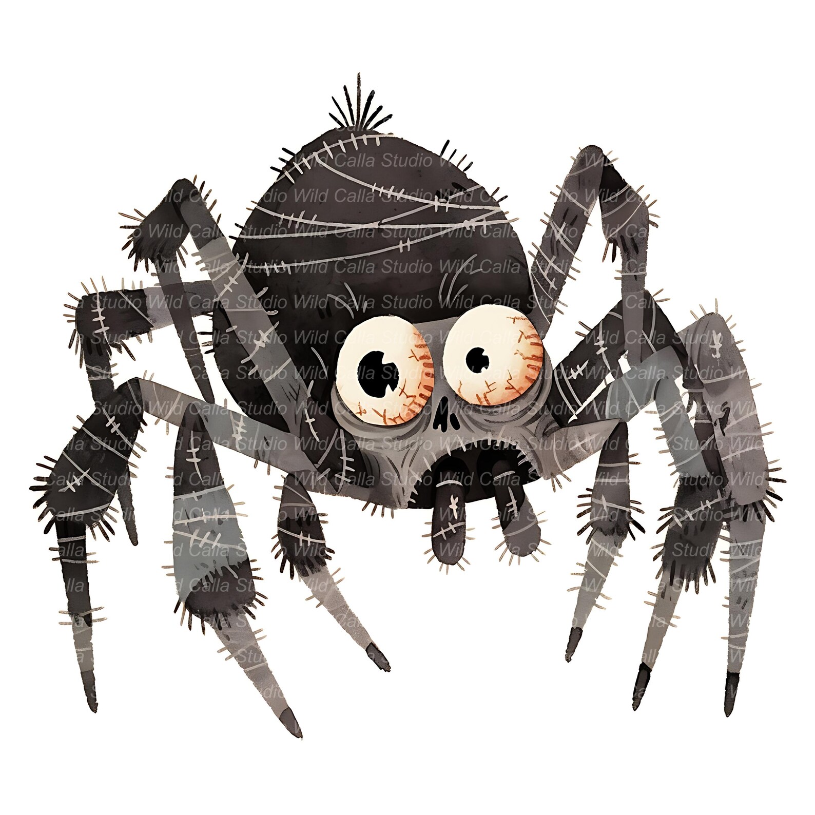 Spider Halloween Clipart, Watercolor Spooky Creepy (12 JPG Files) - Etsy