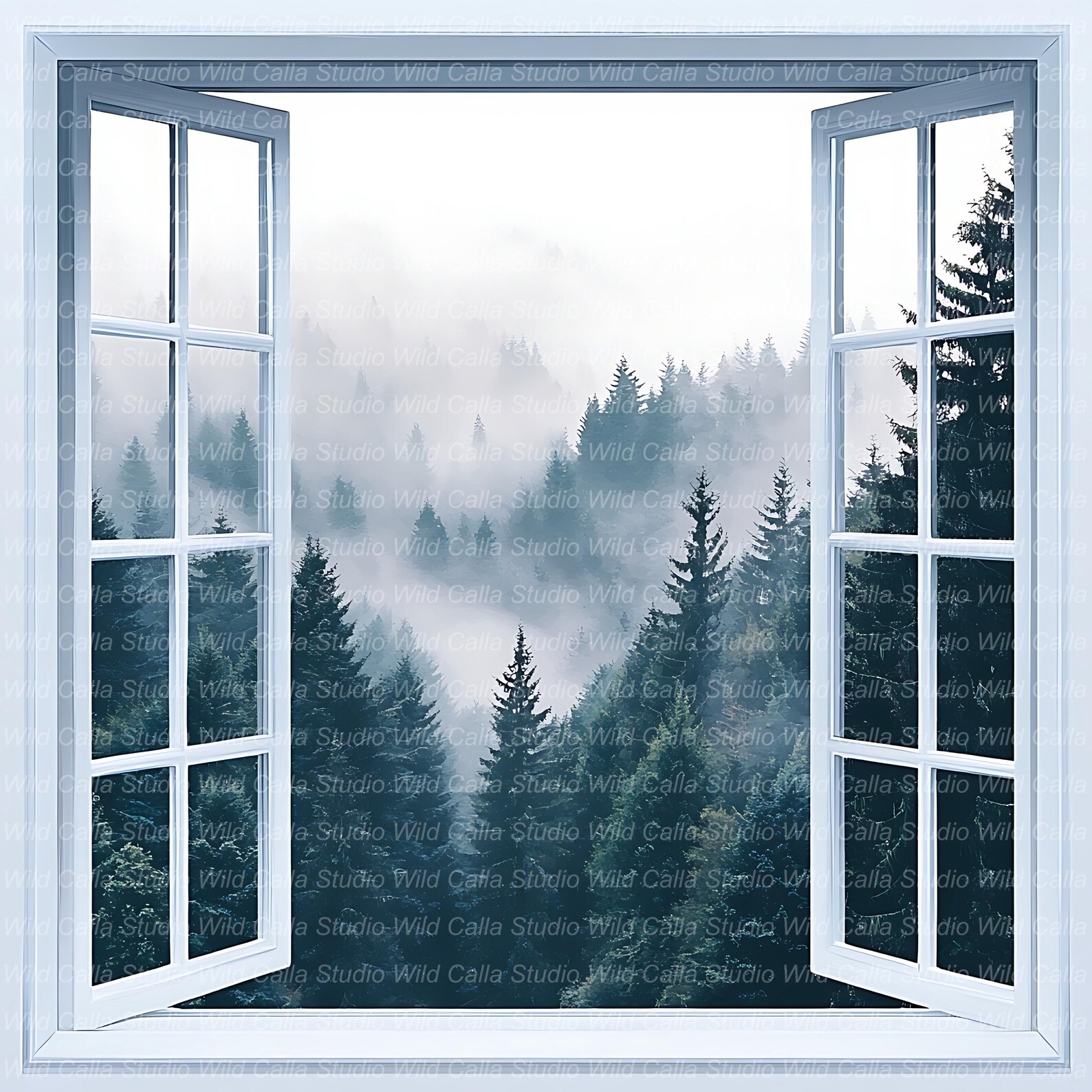 Clipart Set: Dream Forest Ridge Window View - Watercolor Style - Etsy ...