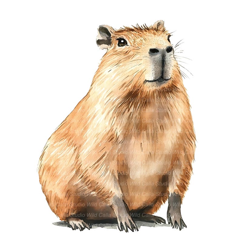 Capybara Watercolor Clipart - Printable Digital Scrapbooking Art - Etsy