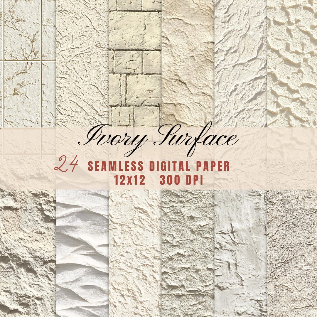 Ivory Textured Wall Digital Paper, Seamless Scrapbook Pattern (12x12 ...