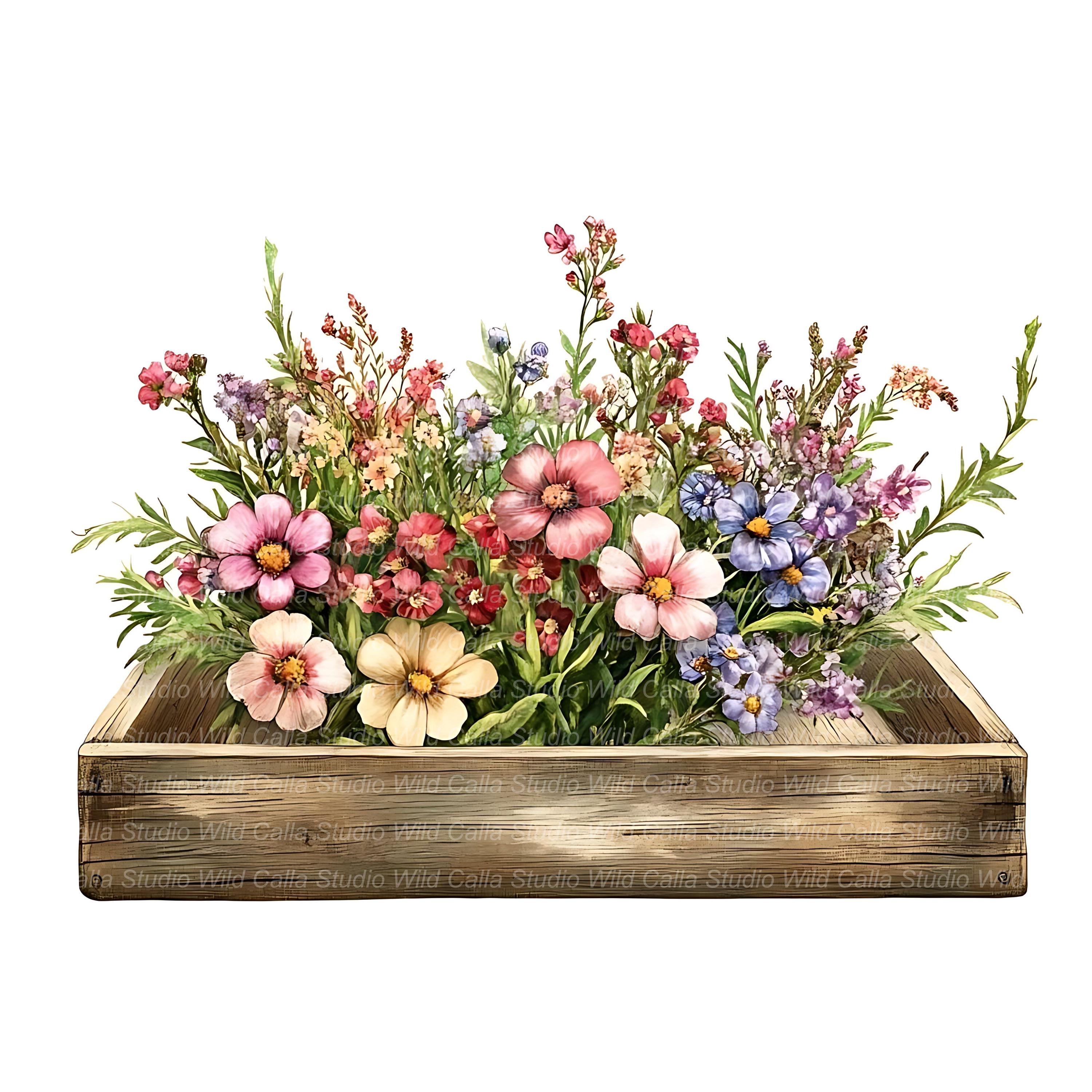 13 Floral Clipart Set: Rustic Watercolor Flowers for Crafts - Etsy