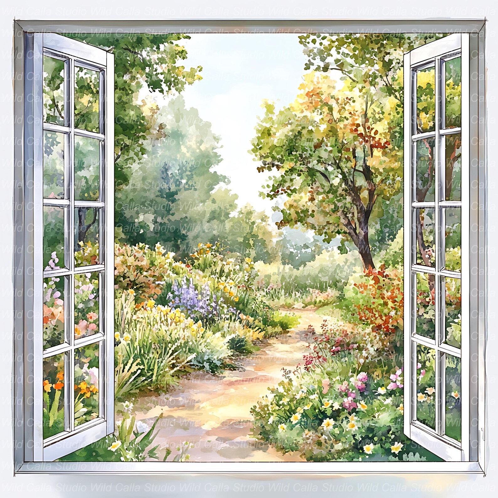 Fairy Garden Watercolor Clipart, Window View (13 JPG Digital Files) - Etsy