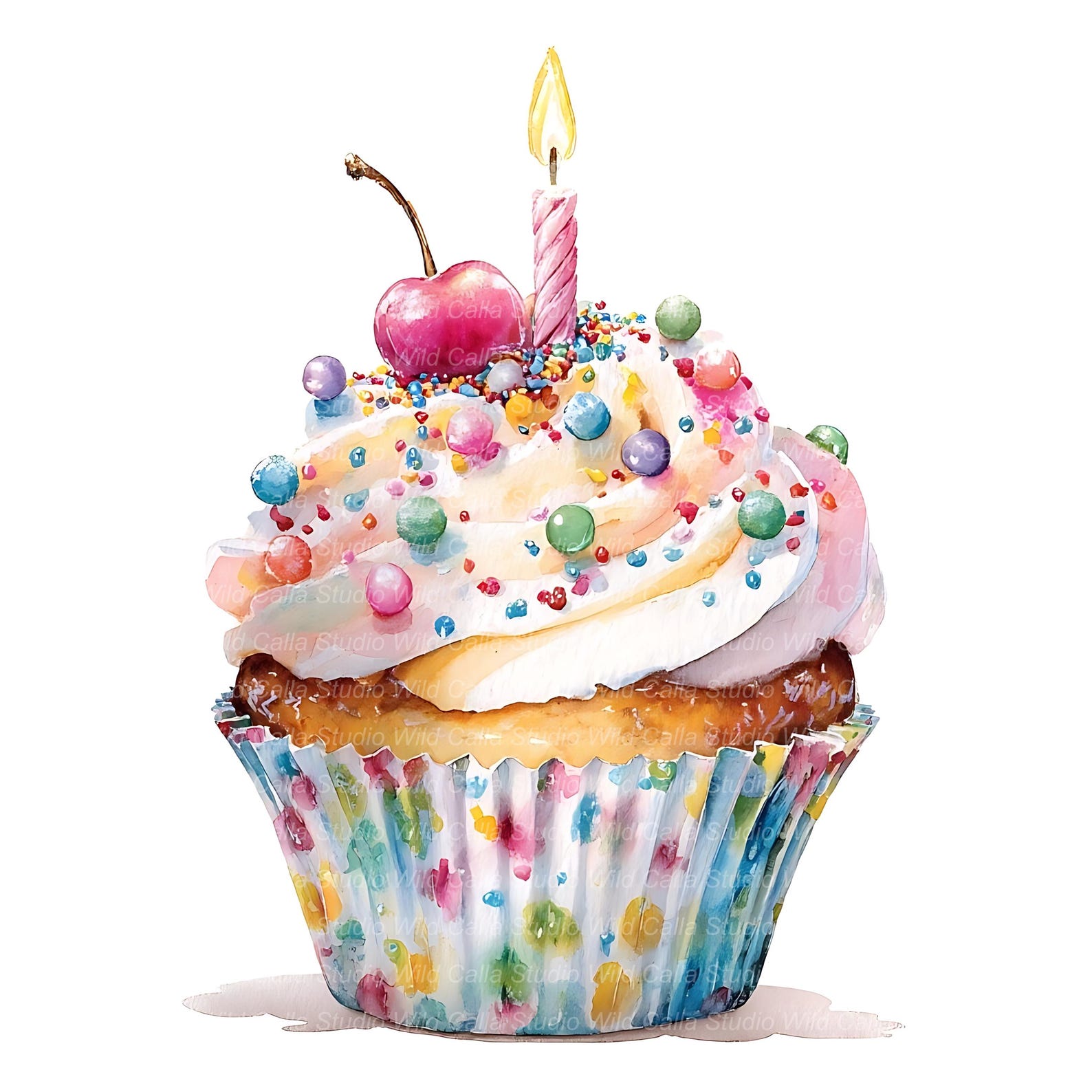 Birthday Cupcake Watercolor Clipart (15 Jpgs for Scrapbooking) - Etsy