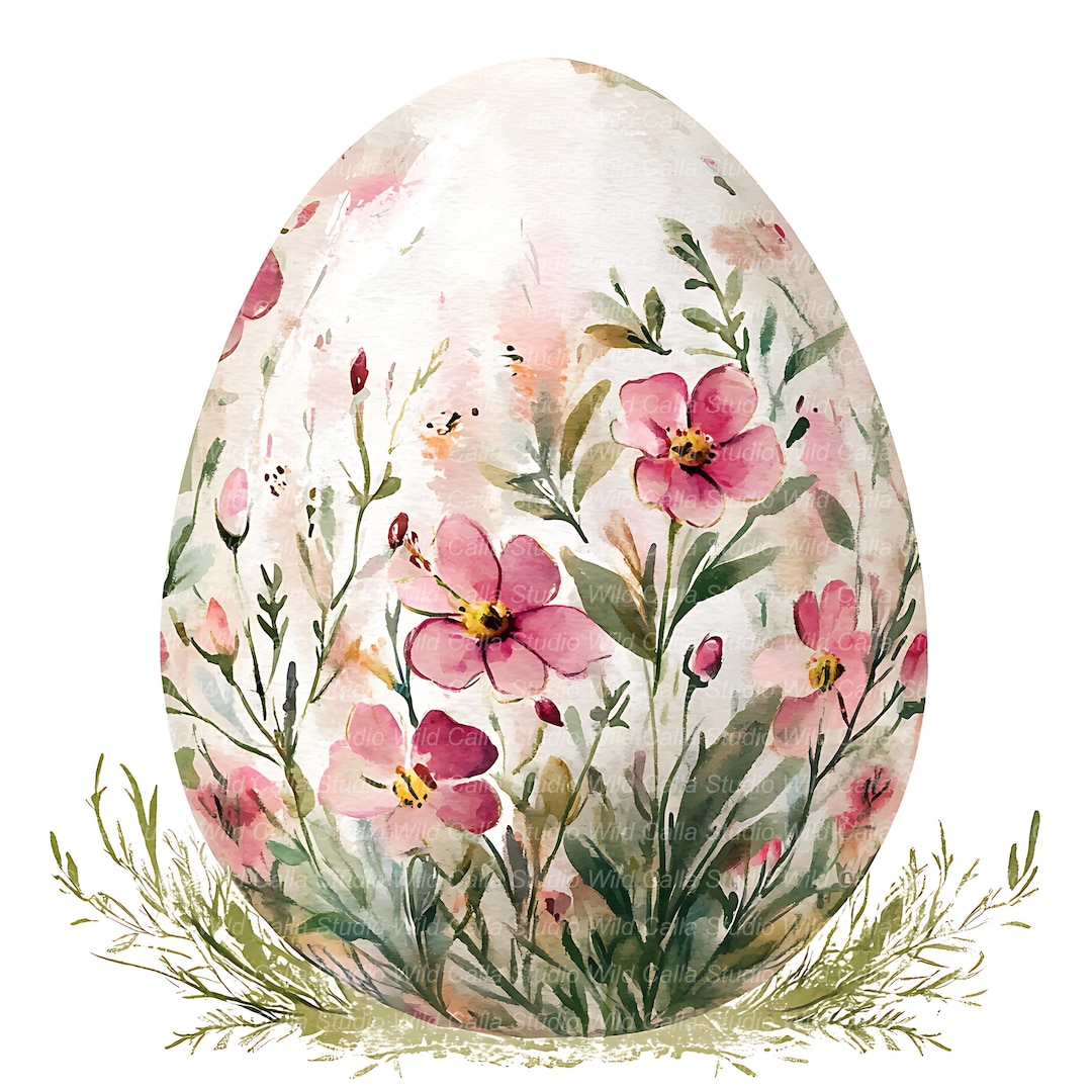 Spring Floral Easter Egg Clipart, Watercolor Pastels (14 Jpgs) - Etsy