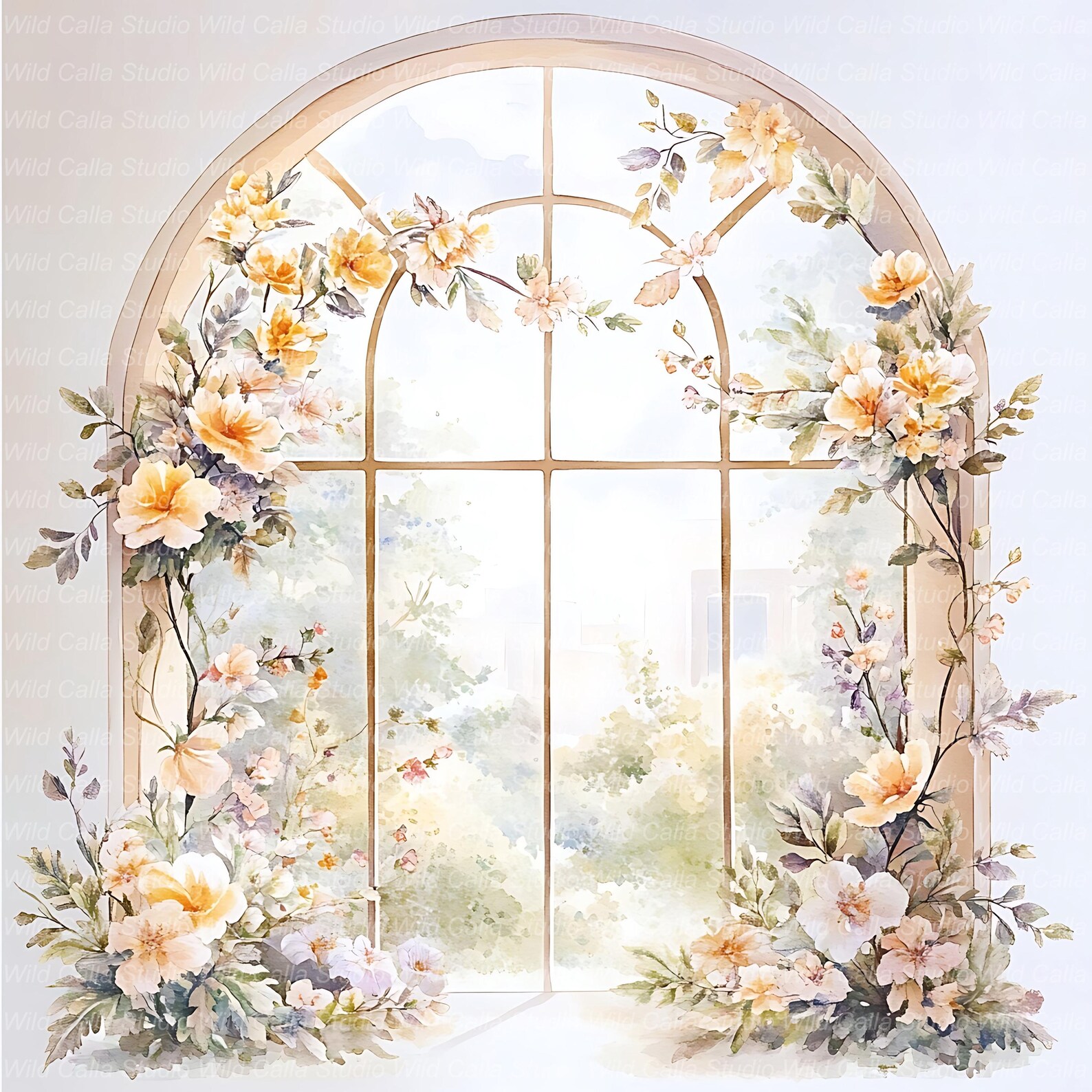 16 Floral Archway Cliparts: Watercolor Window View for Crafts - Etsy