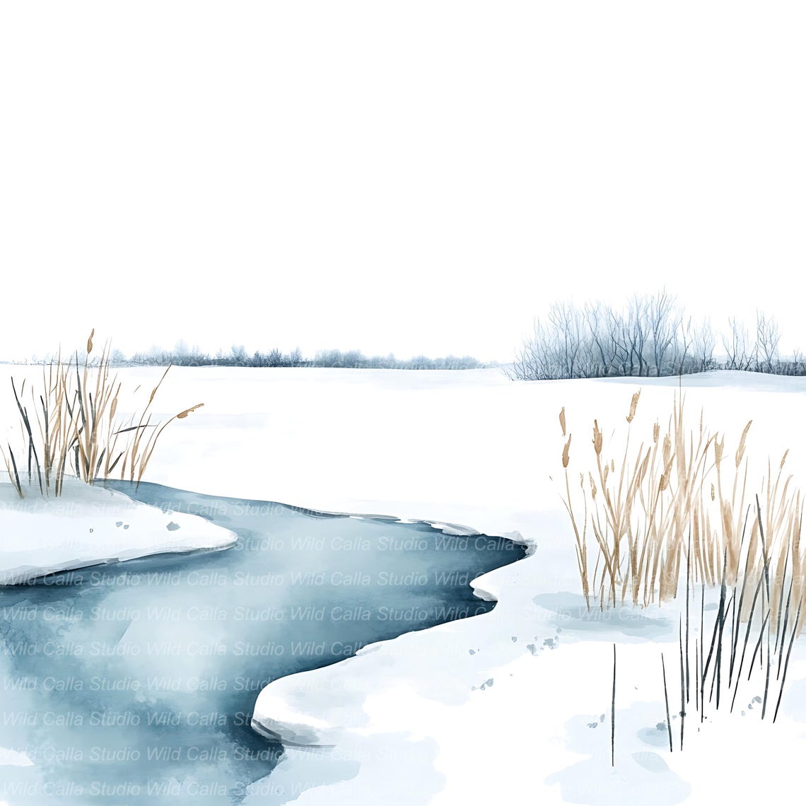 Winter Ice Clipart: Frozen Lake Watercolor (12 JPG for Crafts) - Etsy