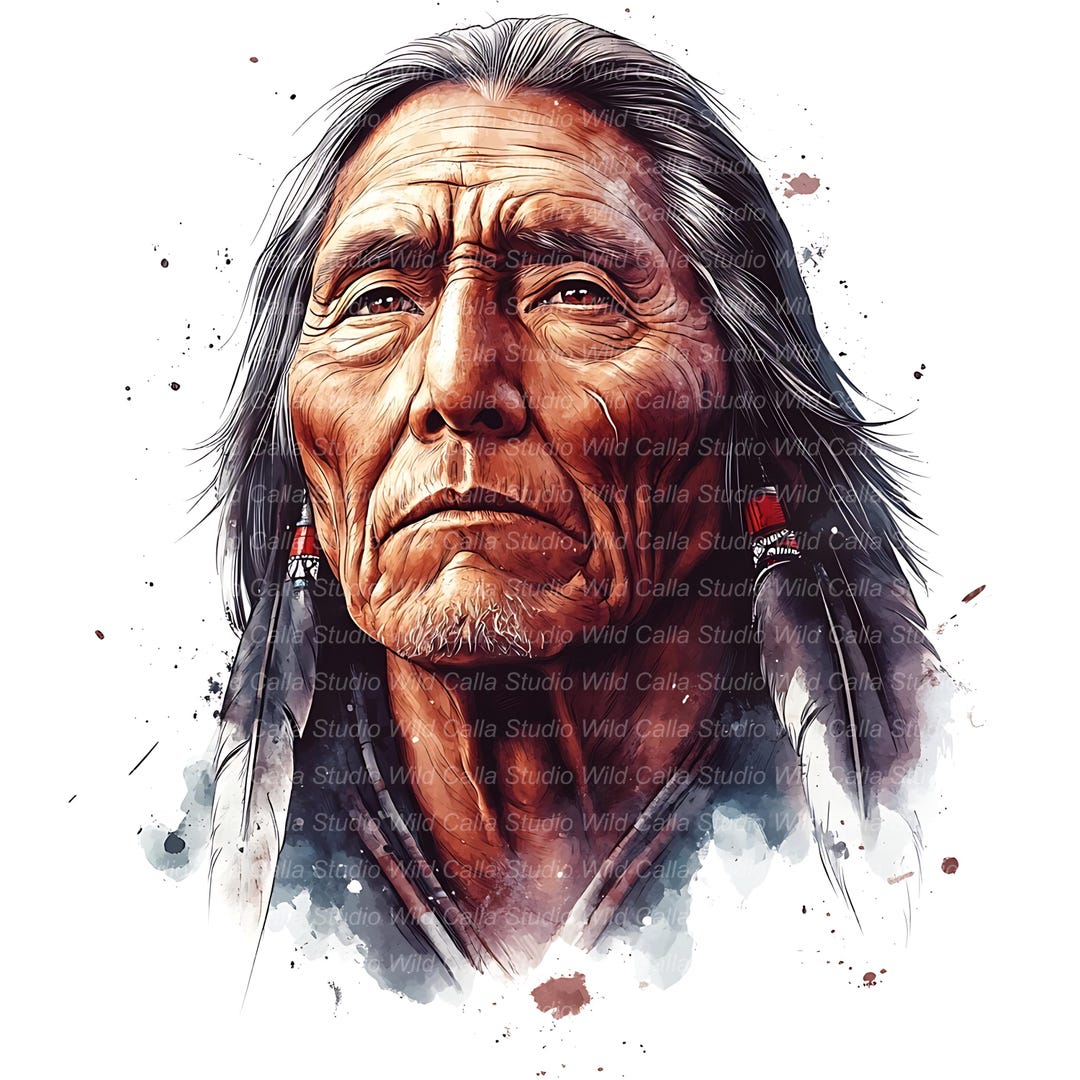 Native American Elder Clipart: Watercolor Images (14 JPG Files) - Etsy