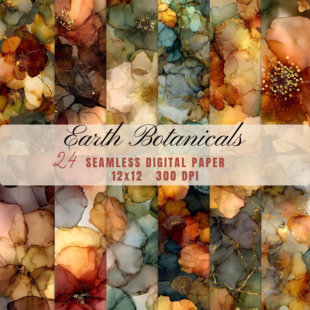 Seamless Digital Paper: Abstract Earth Tone Botanicals (JPG, 12x12) - Etsy